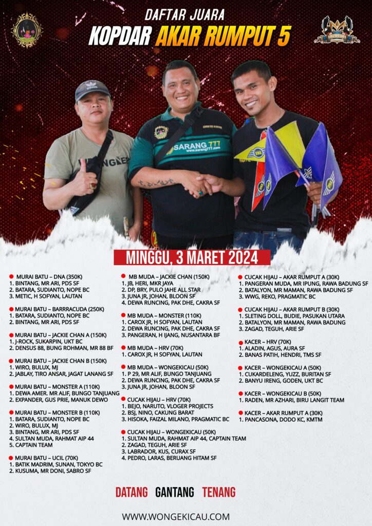 Daftar Juara Kopdar Akar Rumput 5, DnA Enterprise, Minggu 3 Maret 2024 ...